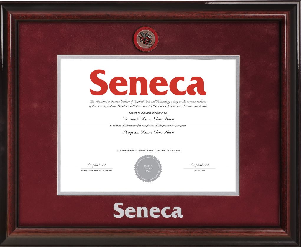 Customized Brentwood Diploma Frame – Seneca College Alumni